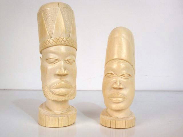 Pr. African Carved Ivory Figures