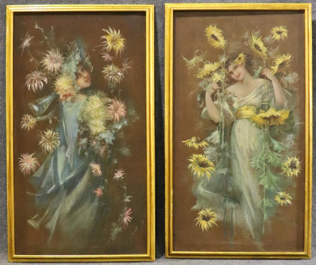 PAIR SIGNED BAUER PAINTINGS YOUNG MAIDENS - Mar 30, 2023 | SS Auction ...