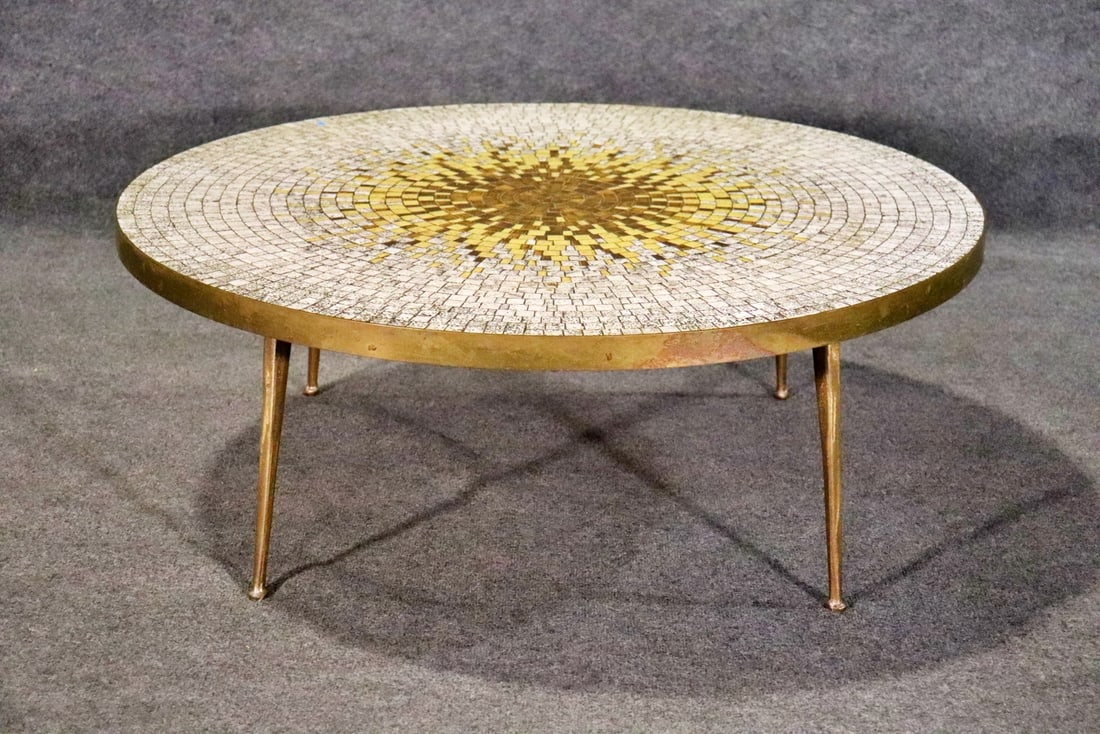 Italian Sunburst Mosaic Tile Coffee Table Auction