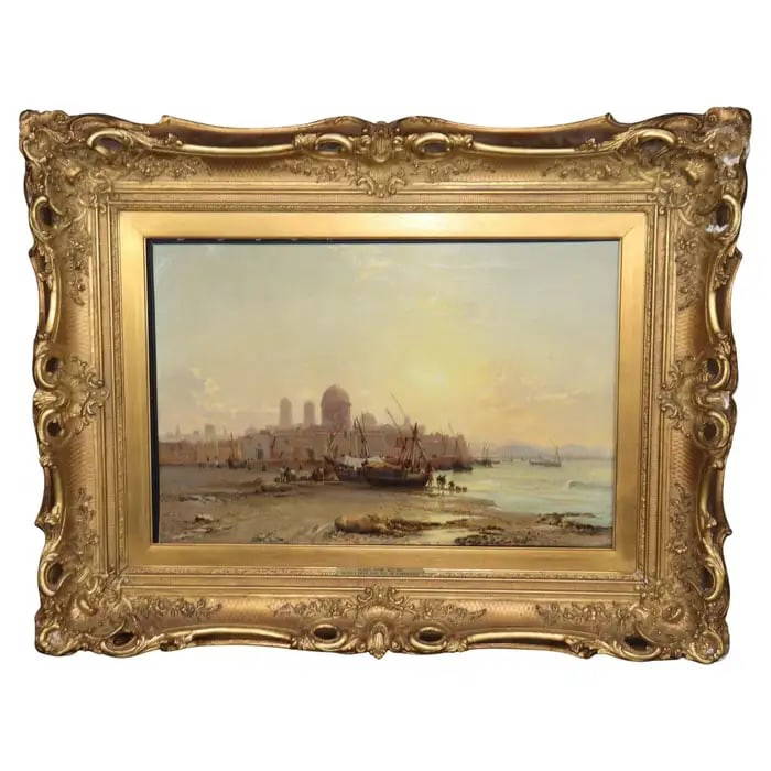 Signed James Webb Oil Painting Sunset Over The Bay Of Cartagena Auction