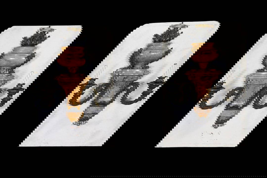 Pair Palace Size Marble & Bronze Wall Sconces Auction