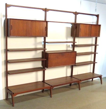 DANISH MODERN TEAK 3 SECTION WALL UNIT