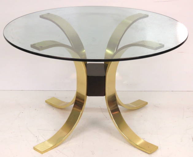 1970's Modern Brass & Glass Dining Table