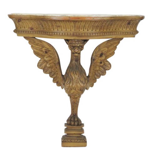 Italian Figural Carved Griffin Console Table