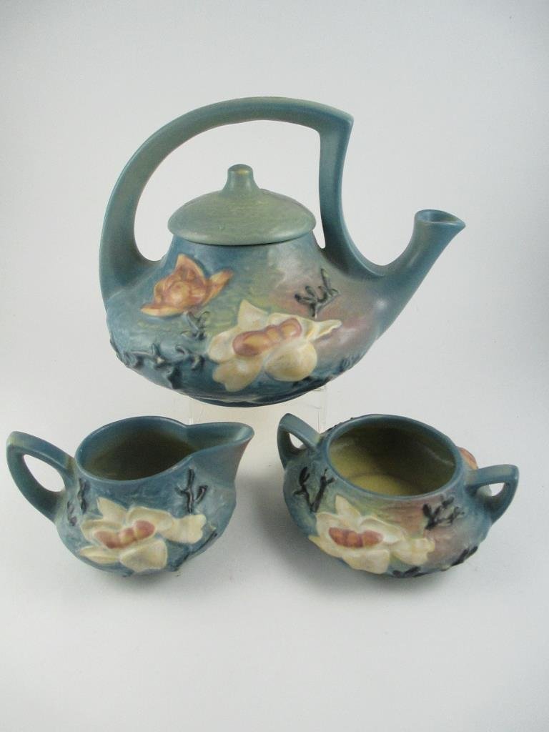 A Roseville Pottery 'Blue Magnolia' Tea Set - Sep 26, 2015 | Rag & Bone ...