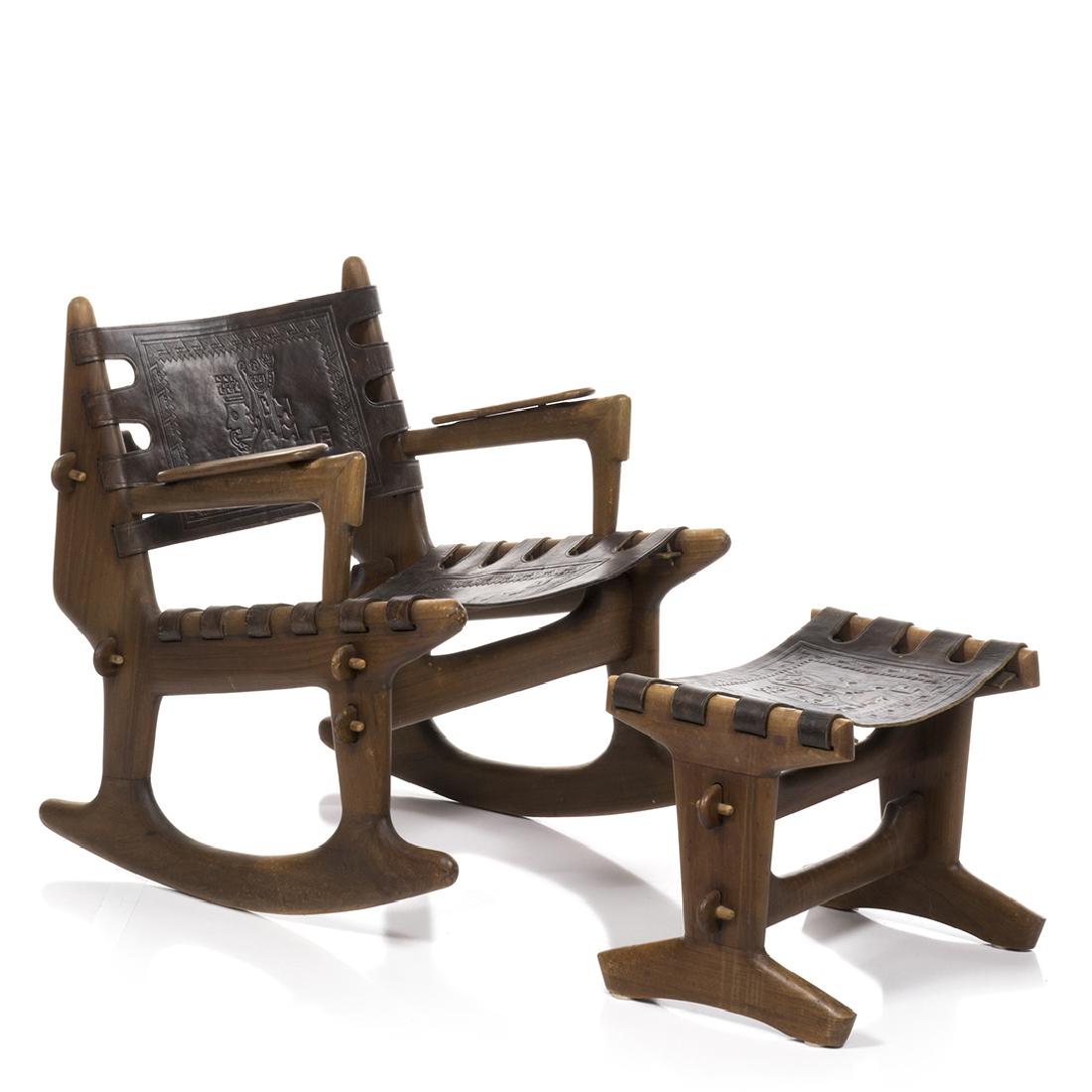 535: RUSSIAN STYLE CARVED WOOD SKELETON ROCKING CHAIR