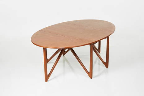 Norwegian Teak Gate Leg Dining Table. Refinished. Signed Made In Norway.