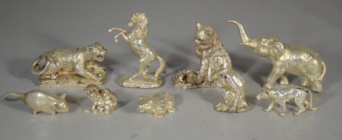 (9) Silver Animal Figurines