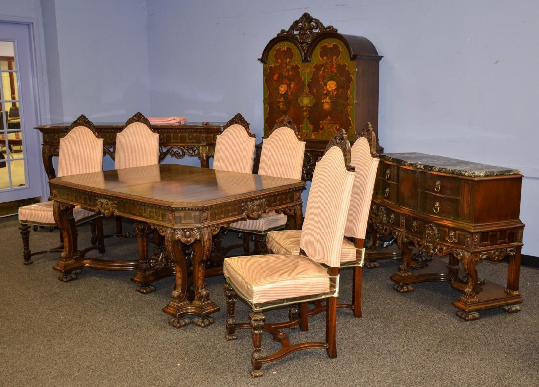 10 Pc Walnut Italian Renaissance dining room set