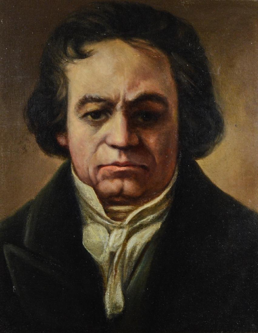 19th C portrait painting of Ludwig von Beethoven, oil