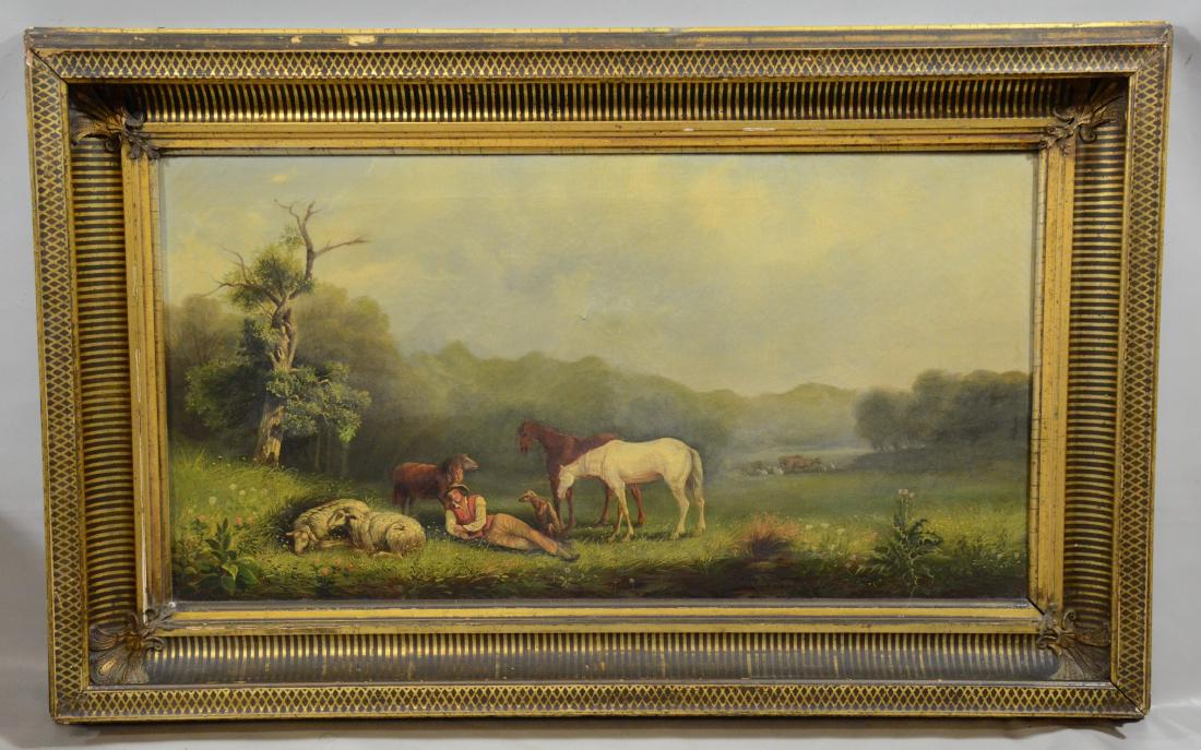 George G Fryer Landscape of Horses and Sheep