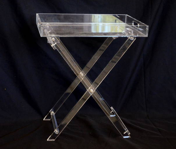 Lucite Tray Top Collapsible Serving Table