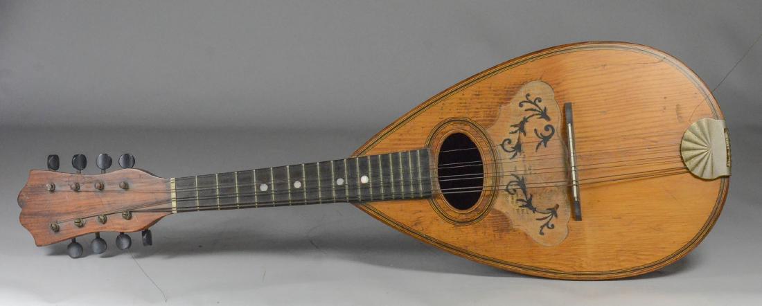 German lute with mother of pearl inlaid neck, remains