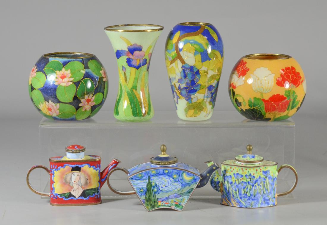 (7) Contemporary Chinese Enamel Pcs To Include 3 Small