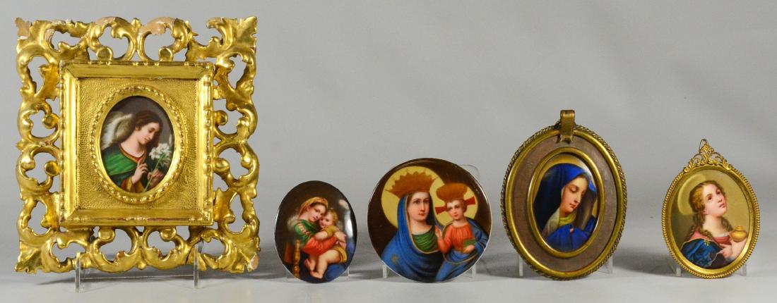 (5) porcelain plaques with religious portraits