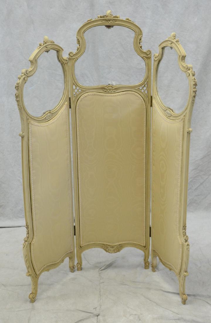 French cream painted carved 3-panel screen