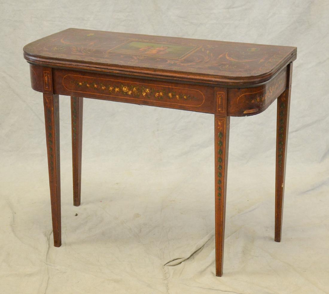 Georgian Hepplewhite card table with Adams style pai