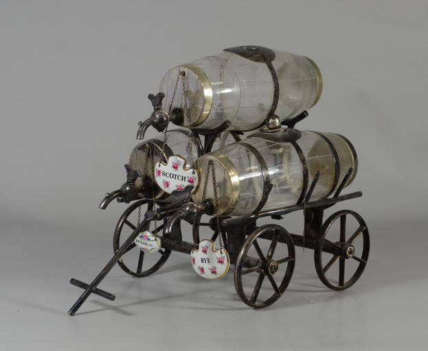 Victorian Silverplate Triple Barrel Spirit Wagon