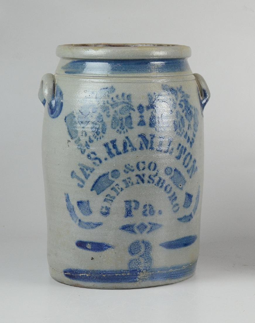 Jas Hamilton & Co Stenciled 3 Gallon Stoneware Crock