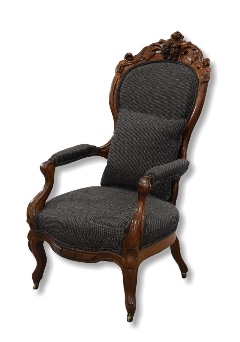 Carved rosewood rococo Victorian armchair