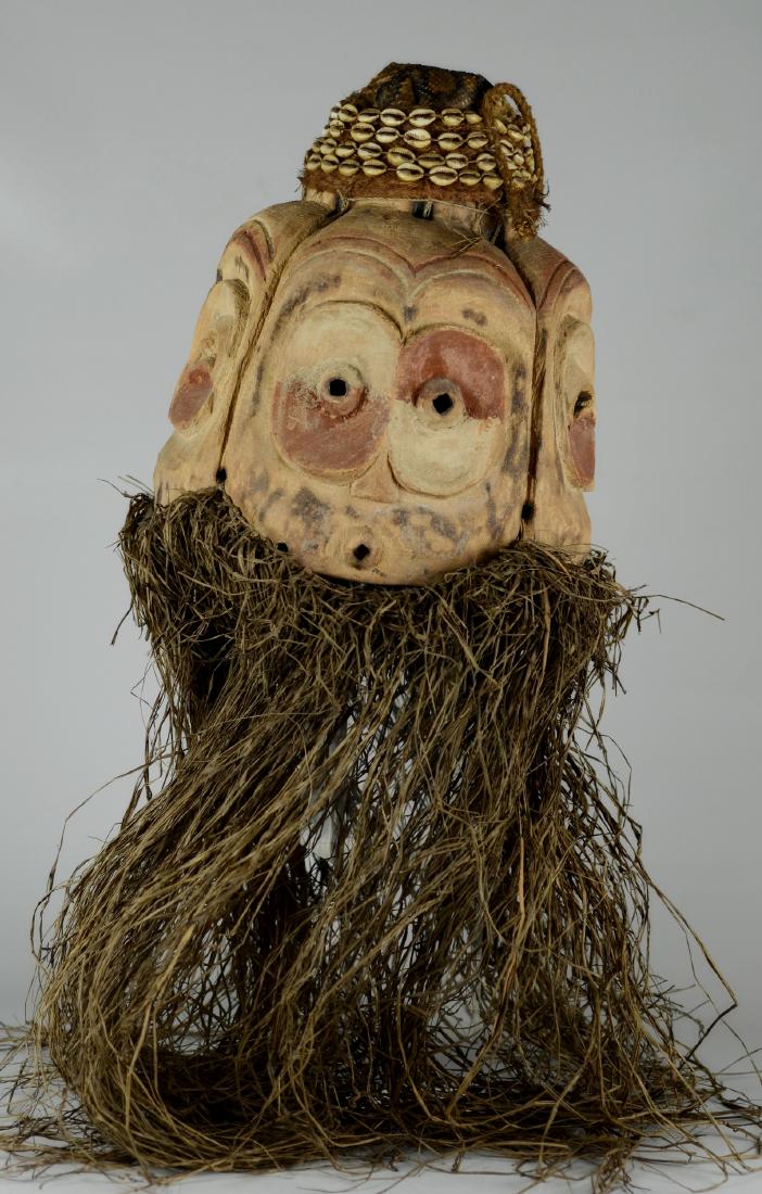 African Wood and Cowrie Shell Mask