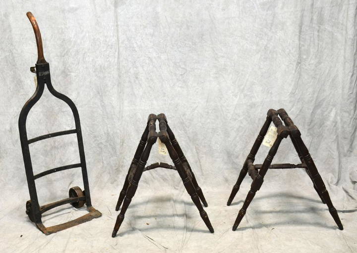 Victorian Turned Wood Casket Coffin Stand Set C1890;