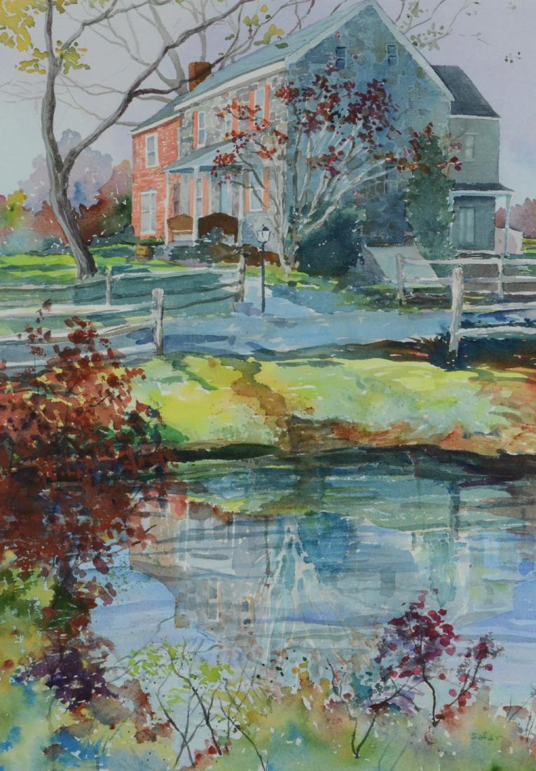 Jean Safar Watercolor "Farm House in Hockessin"