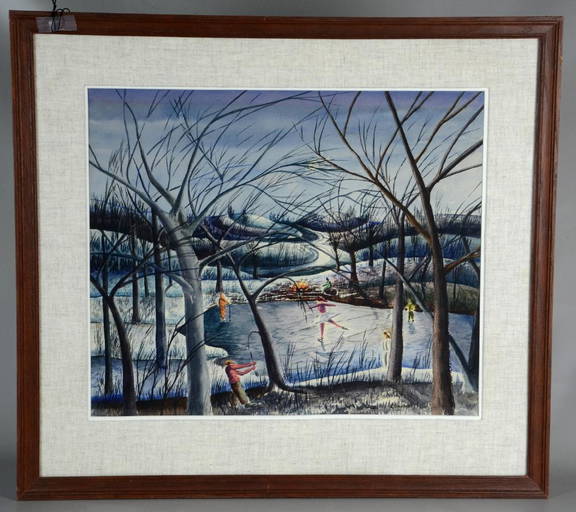 Garrett B. Conover Watercolor "pond In Winter"