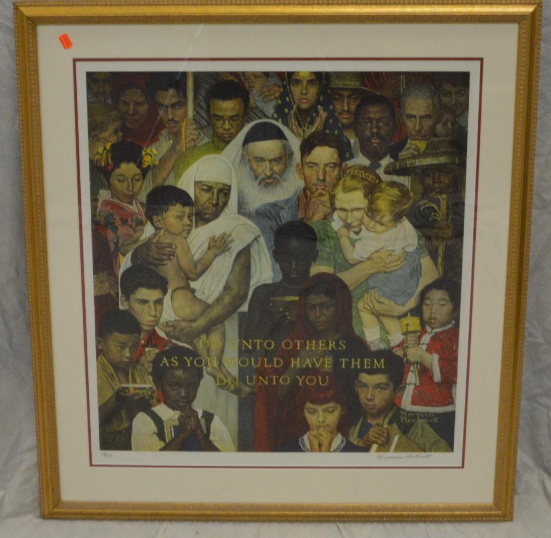 Norman Rockwell Signed Lithograph, "Golden Rule"