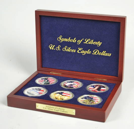 (6) Symbols Of Liberty Colorized U.s. Silver Eagle