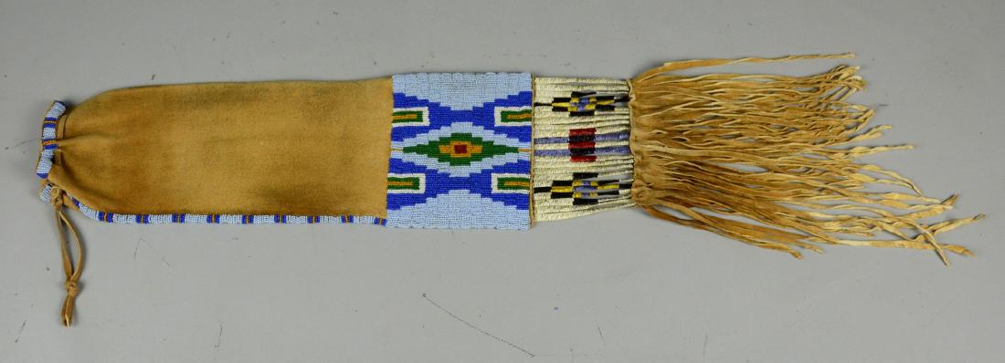 Sioux Native American Indian beaded & quilled pipe bag
