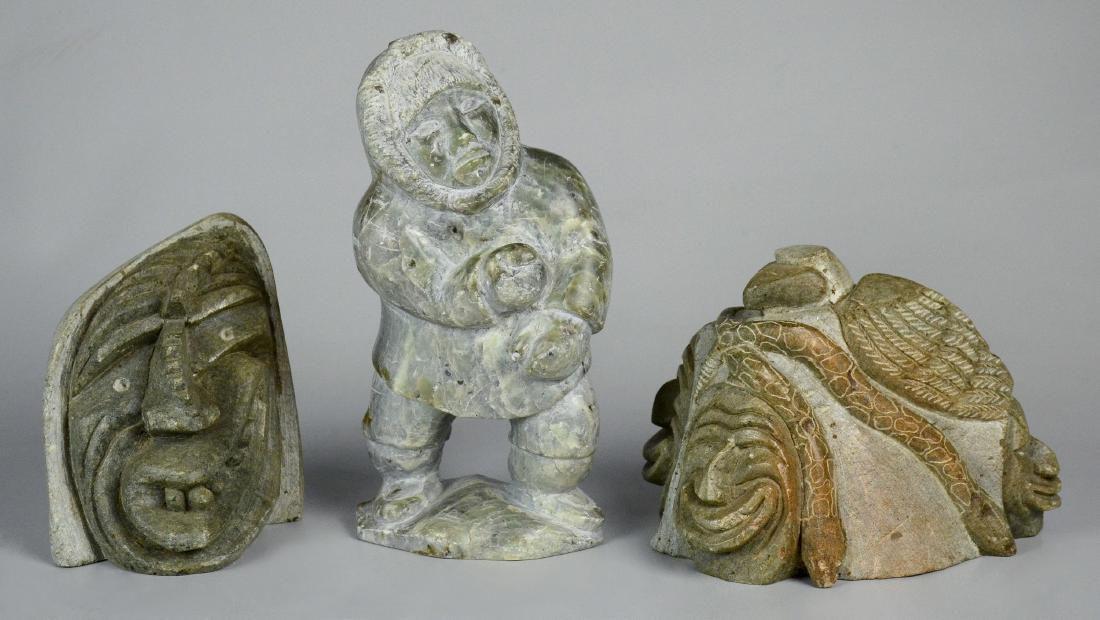 3 Eskimo Inuit Carved Stone Sculptures