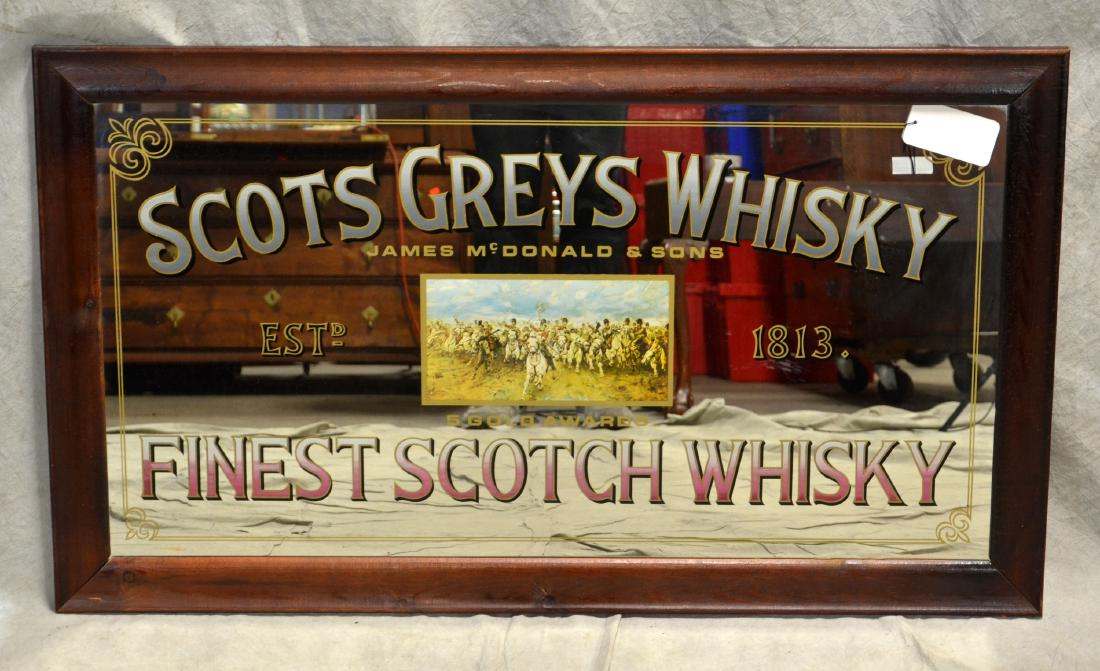 Scots Greys Whisky Framed Mirrored Bar Sign