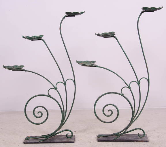 Pair painted metal lilly garden decorations - Jan 21, 2020 | William ...
