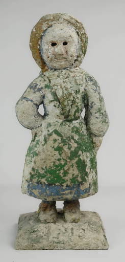 Cast Concrete Girl In Painted Decoration