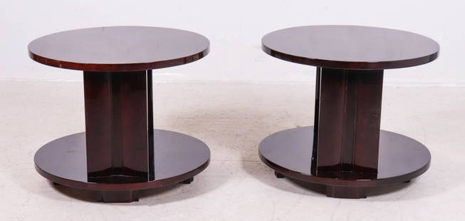 Pair Genuine Mahogany 2 Tier Tables