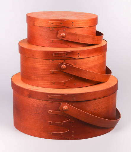 (3) Graduated Shaker Style Handled Sewing Boxes