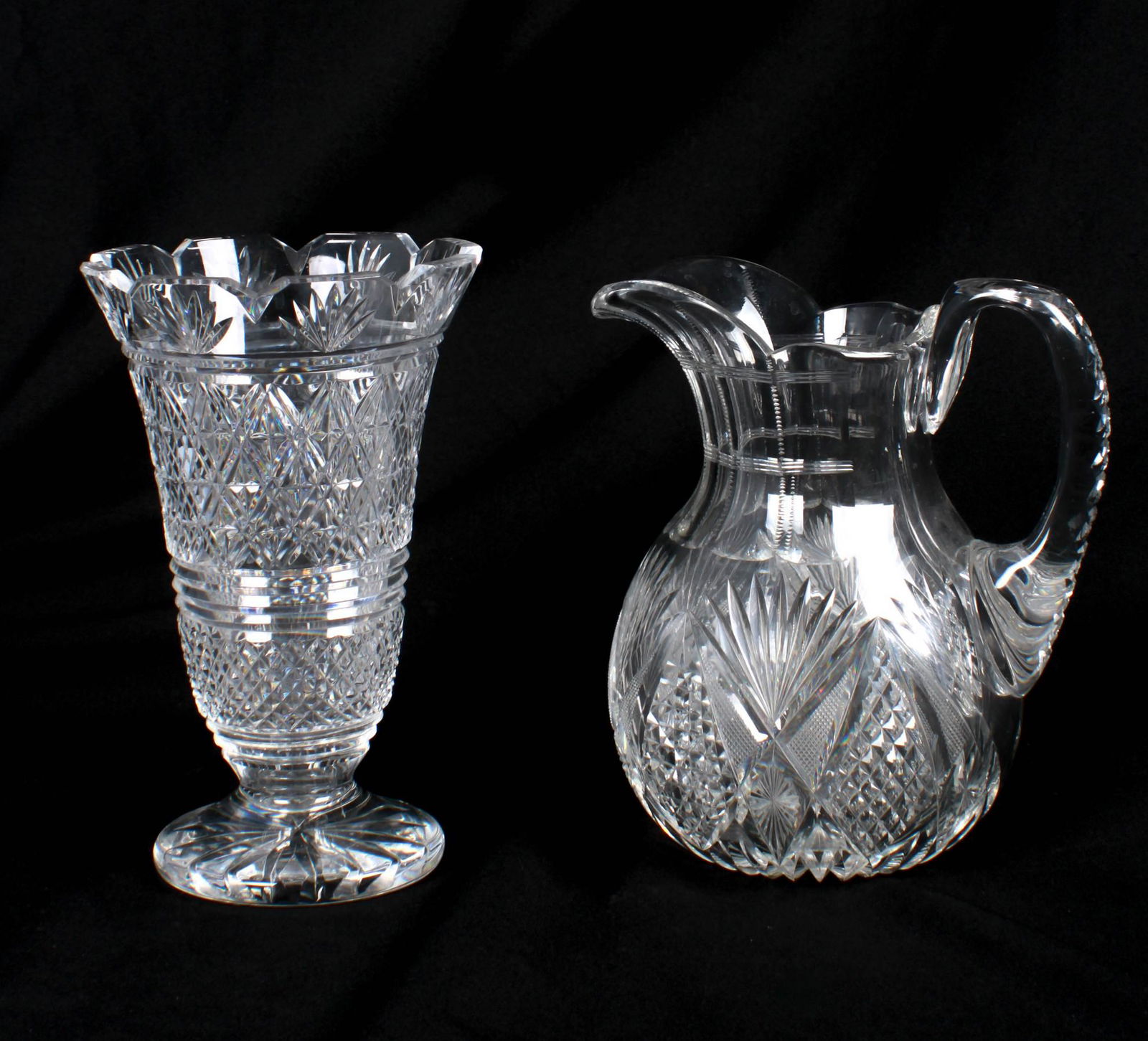Waterford Vase And Cut Crystal Pitcher