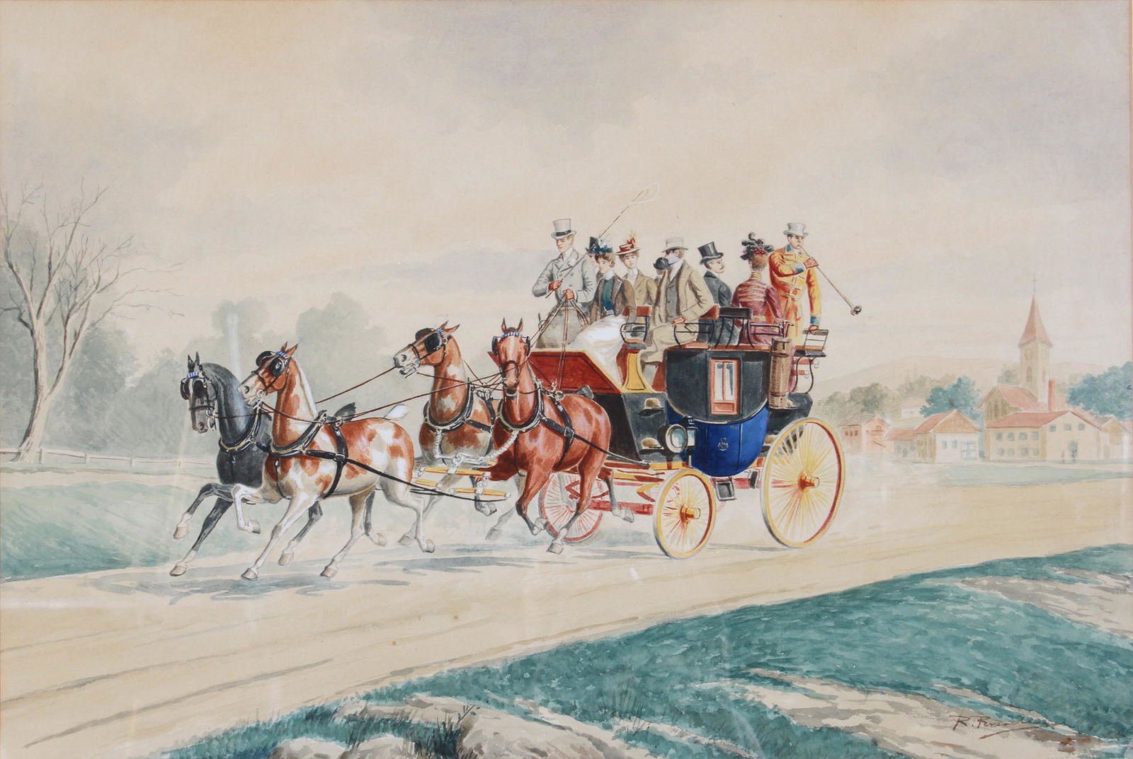 Richard Rosenbaum Coaching Scene Watercolor (#16557) on Aug 31, 2021 ...