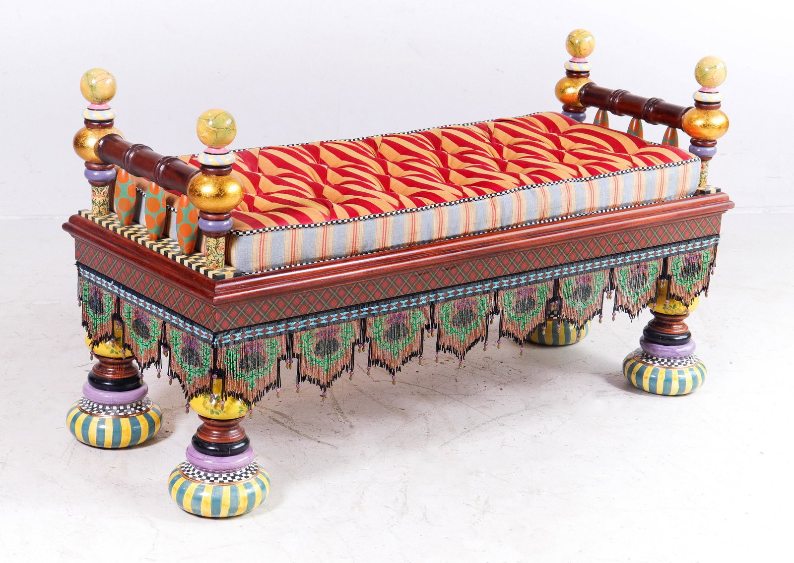 Mackenzie Childs Paint Decorated "ridiculous" Bench