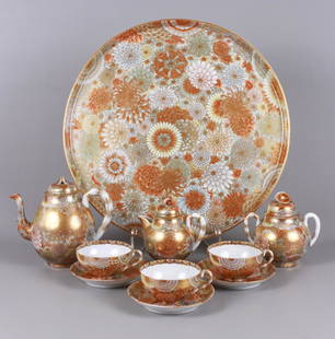 7 Pc. Japanese Satsuma Pottery Tea Set,
