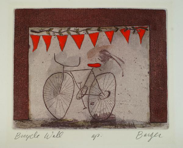 172: Peter Barger, American, MA, b 1947, etching, Bicyc