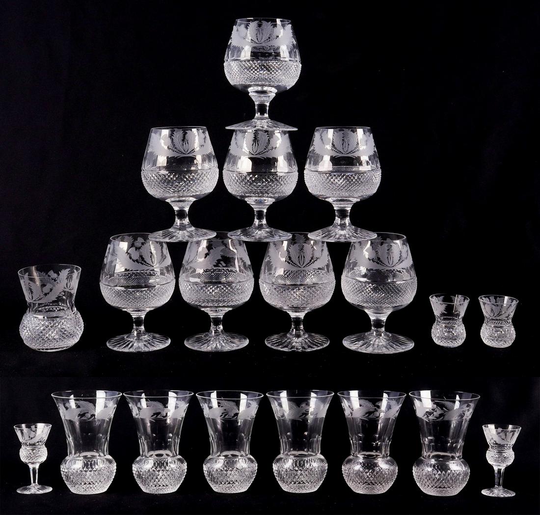 (19) Edinburgh Crystal Thistle Glasses