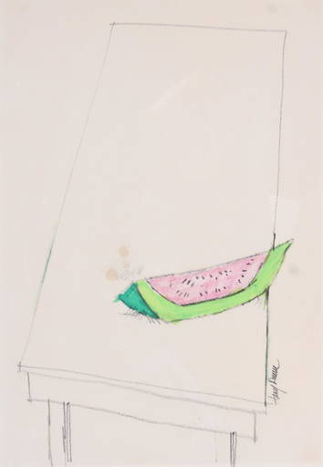 Harry Dunn Drawing "table With Watermelon"