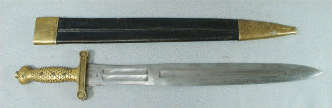 124: US Model 1832 Foot Artillery sword with brass and