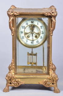 Antique Gilbert Crystal Regulator Clock