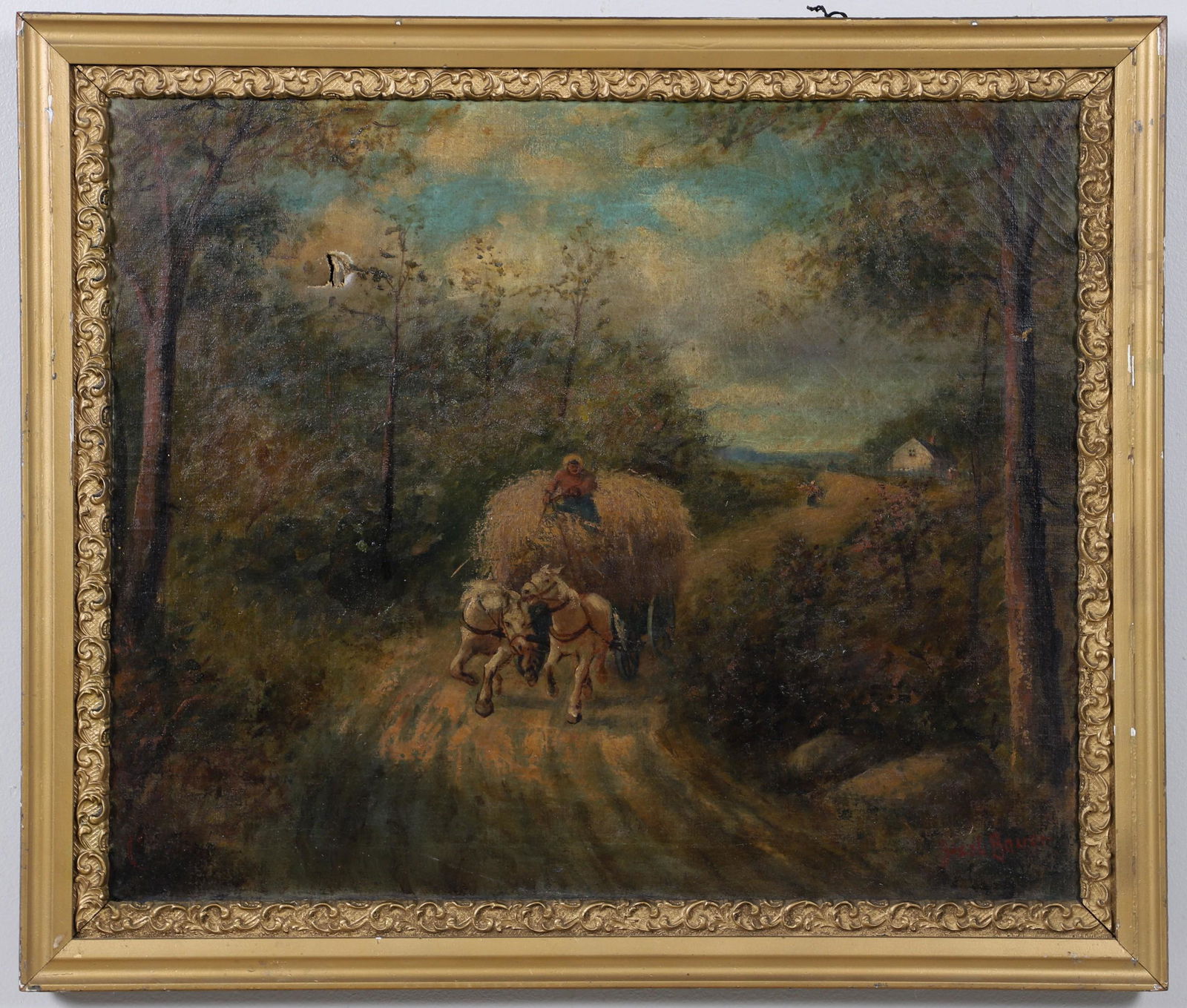 Jacob Bauer Painting "hay Wagon"