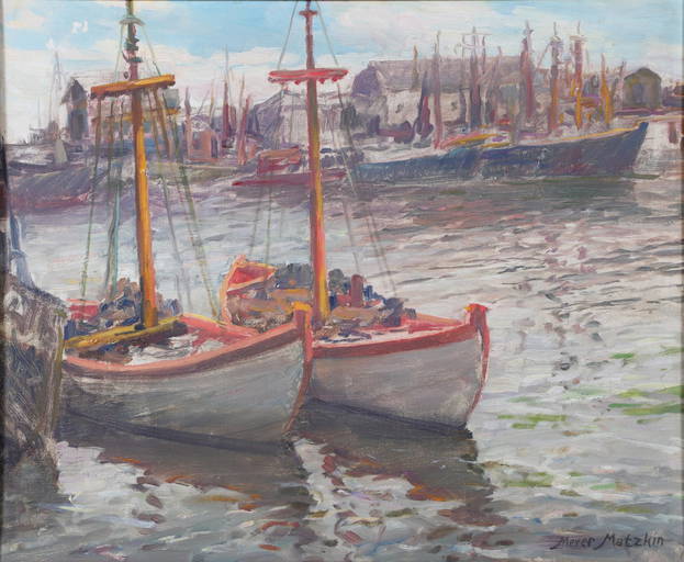 Meyer Matzkin Harbor Scene Painting