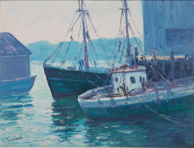 Cesare Ricciardi Harbor Scene Painting (#9556) on May 31, 2022 ...