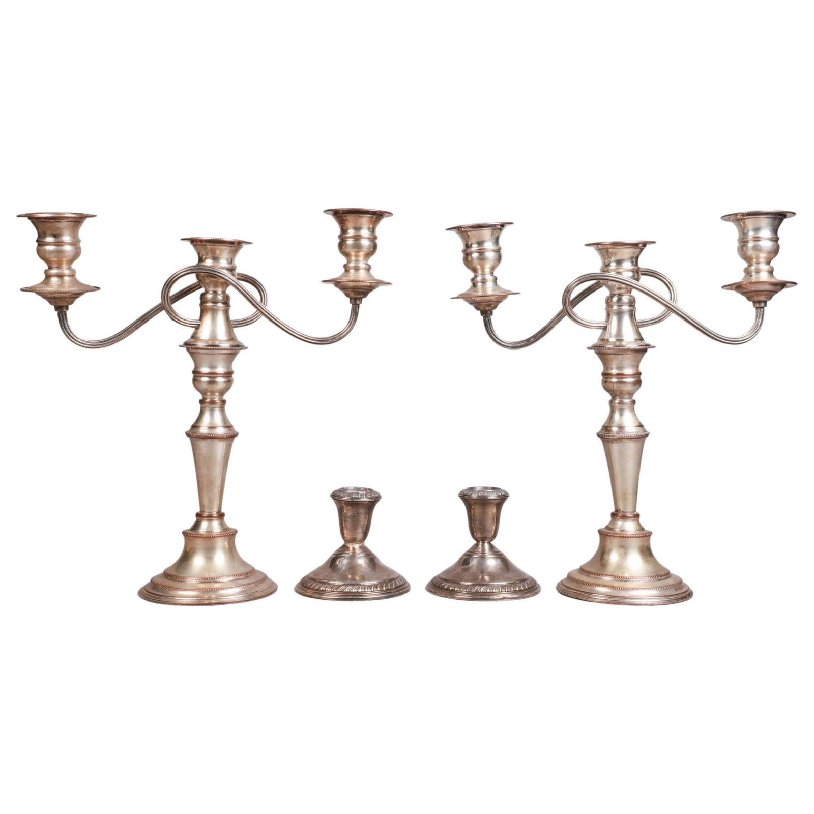 Sterling Weighted And Silver On Copper Candlesticks